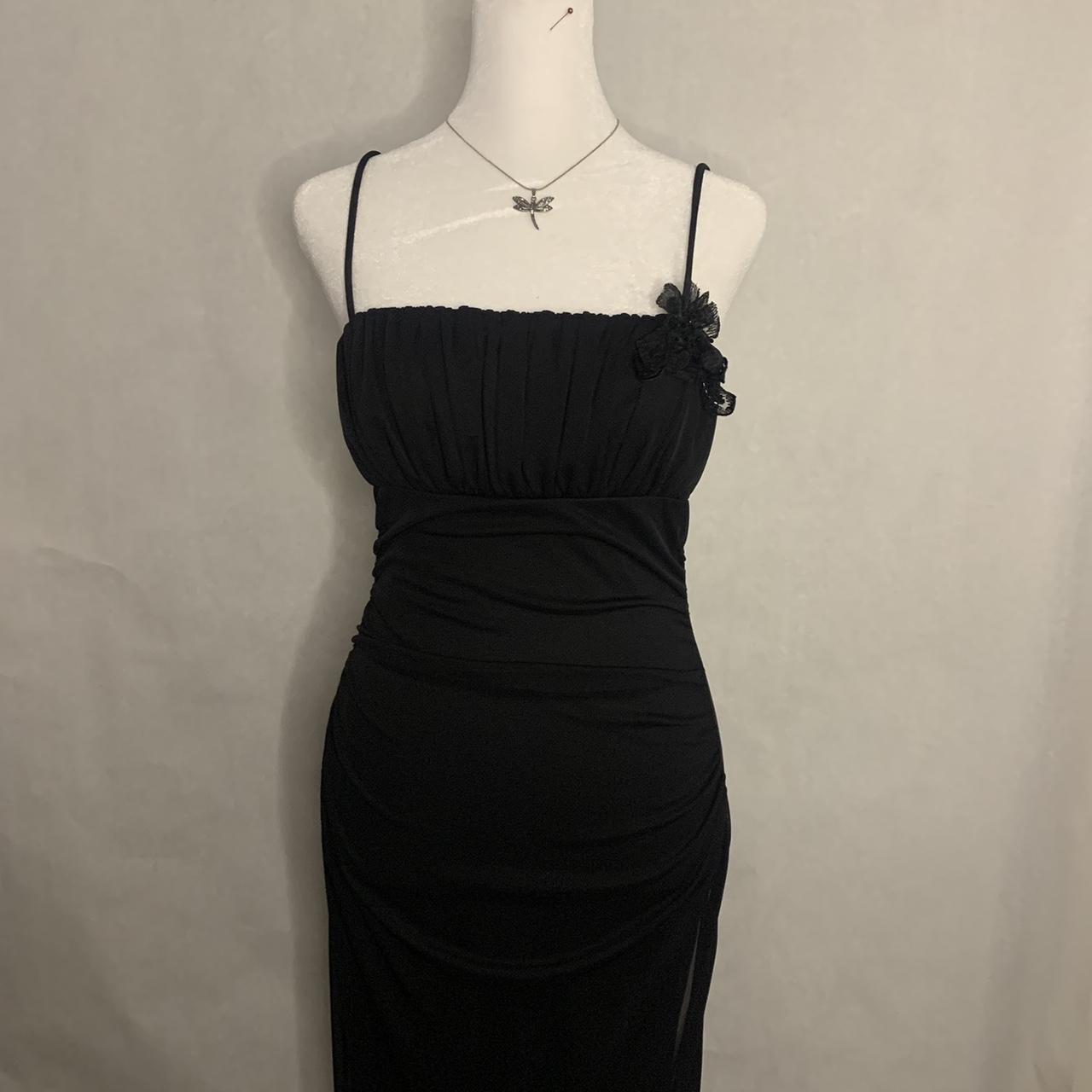 Vintage 2000s City triangles Black maxi dress with... - Depop