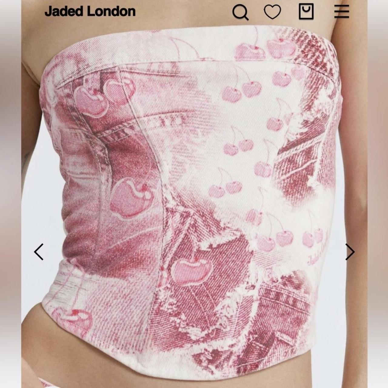 Jaded London cherry babygirl denim corset top Jaded... - Depop