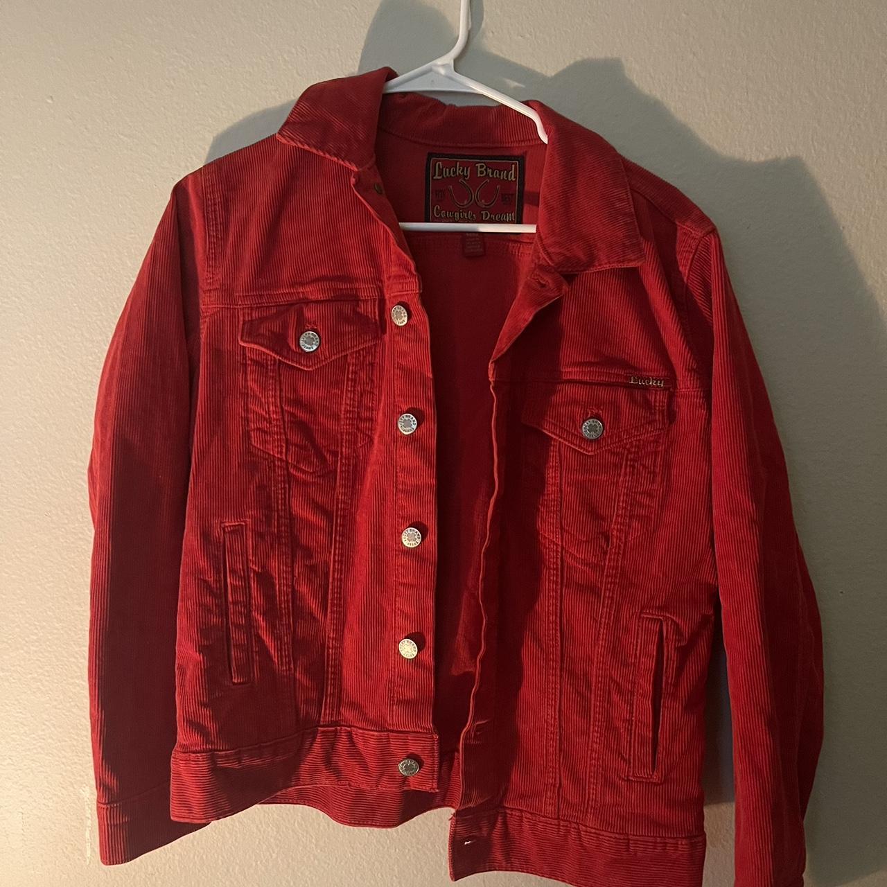 Cherry Red Lucky Corduroy Jacket - Depop