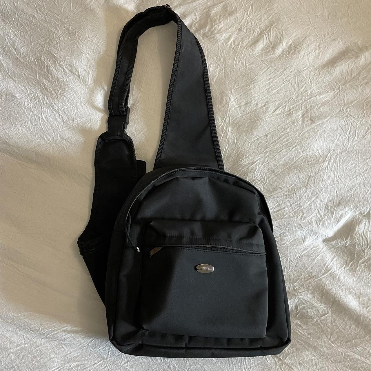 Y2K black crossbody backpack 🖤 Nylon material -... - Depop