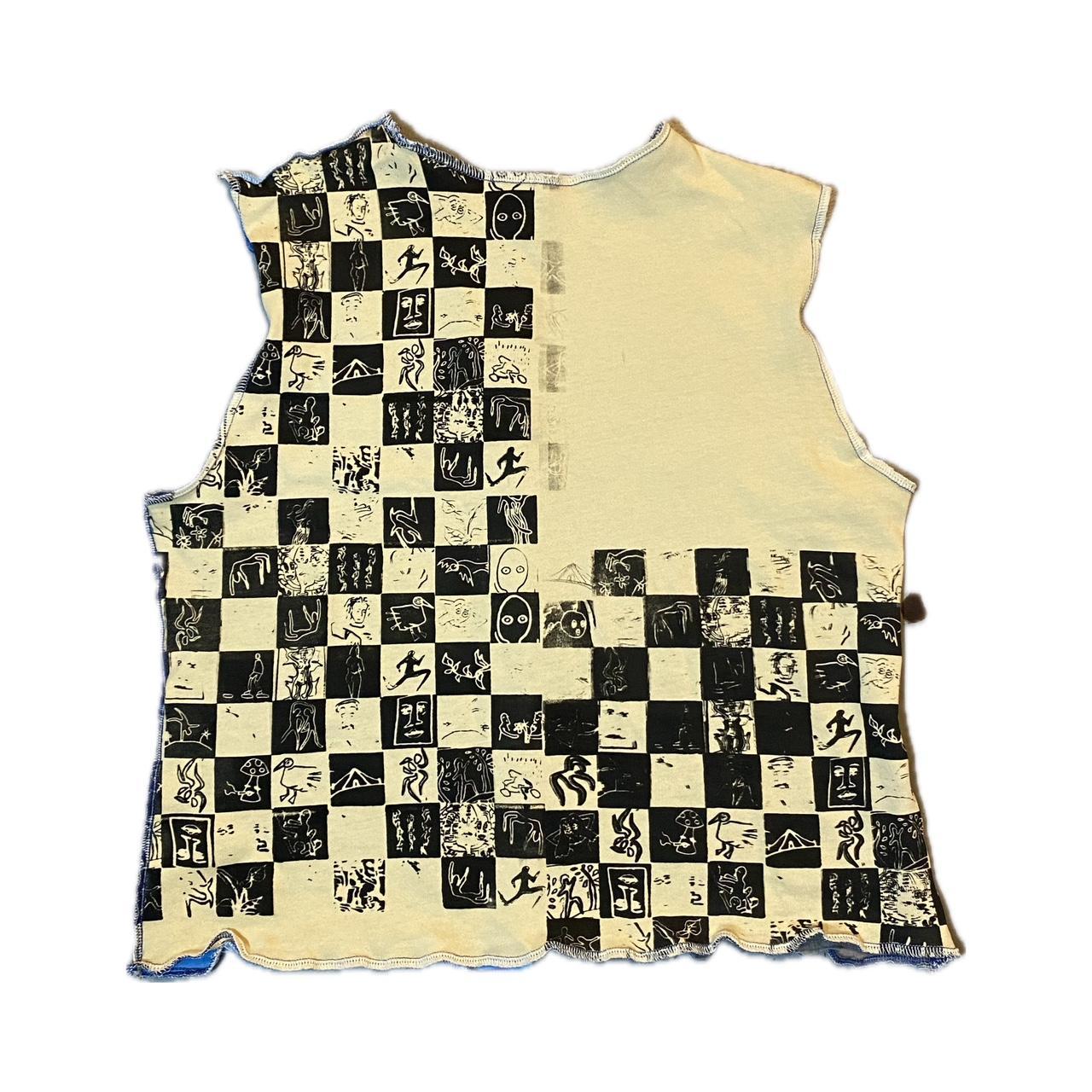 Handmade soft cotton patchwork tank top. Screenprint... - Depop