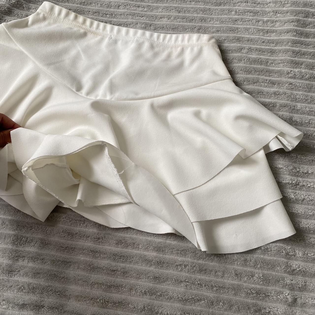 White ruffle skort High waisted Size M Worn once xx... - Depop