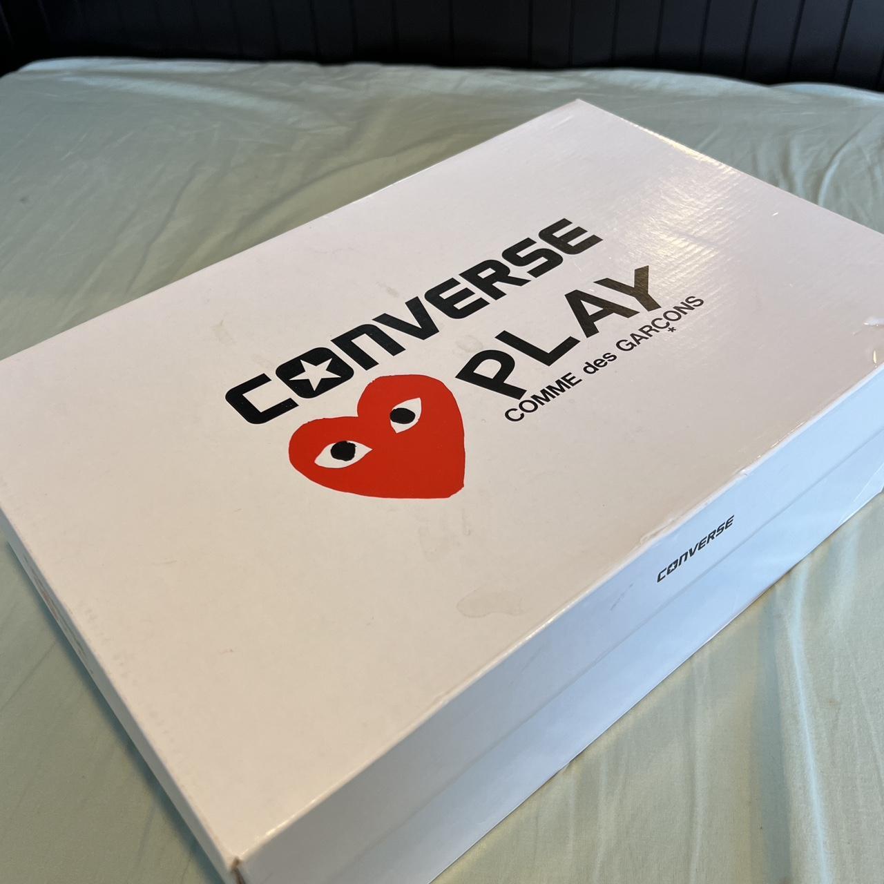 Lightly used with box, CDG Converse black low top... - Depop