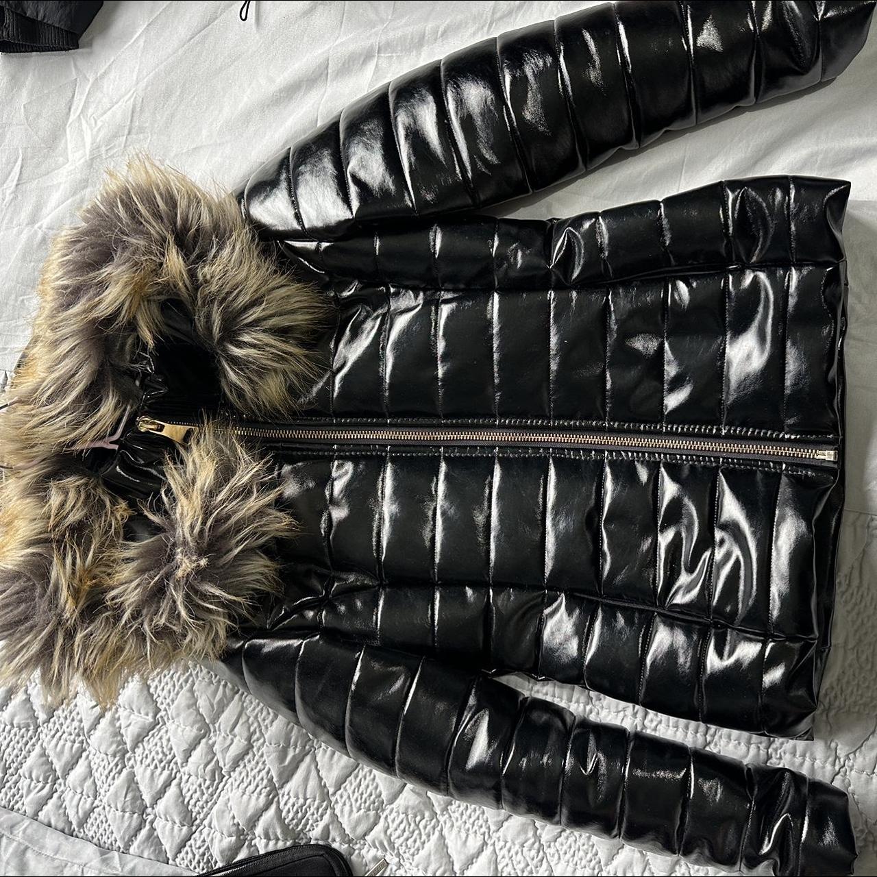 Gorgeous black fur hooded coat - worn a couple of... - Depop