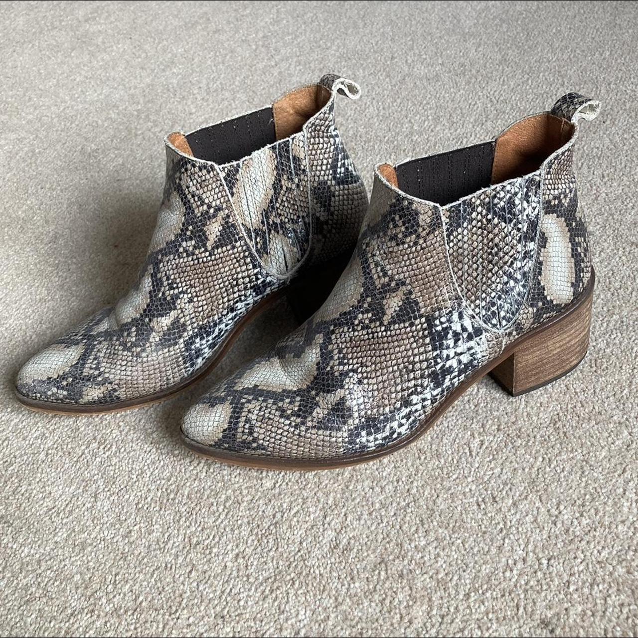 Office faux snake skin ankle boots with heel and... - Depop