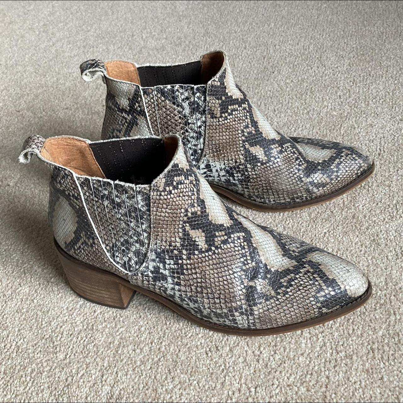 Office faux snake skin ankle boots with heel and... - Depop