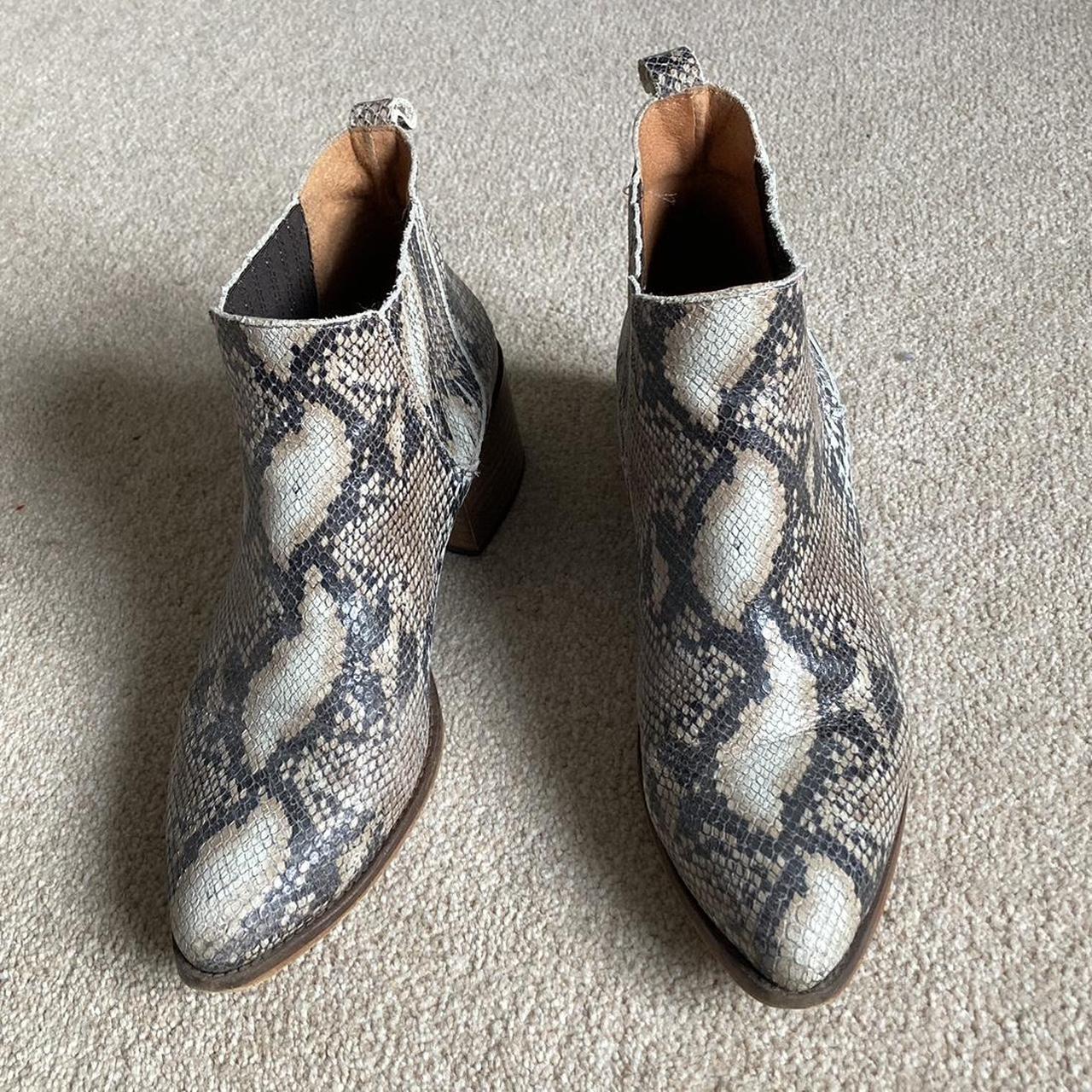 Office faux snake skin ankle boots with heel and... - Depop