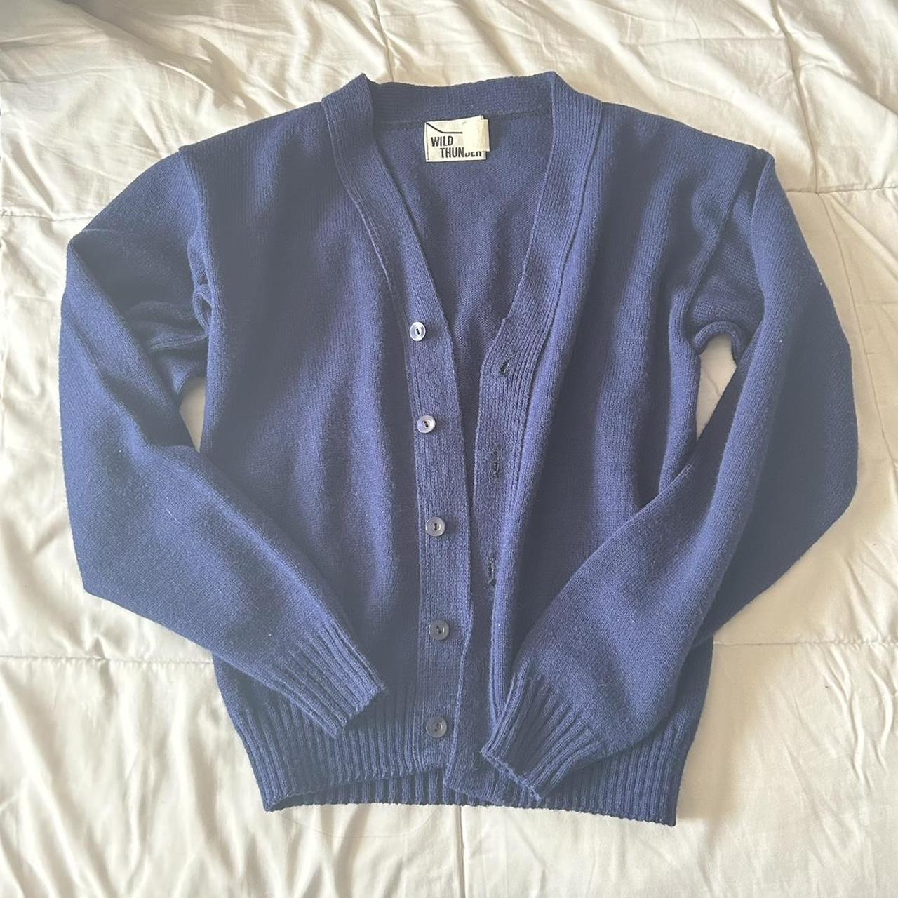 Women's Navy and Blue Cardigan | Depop