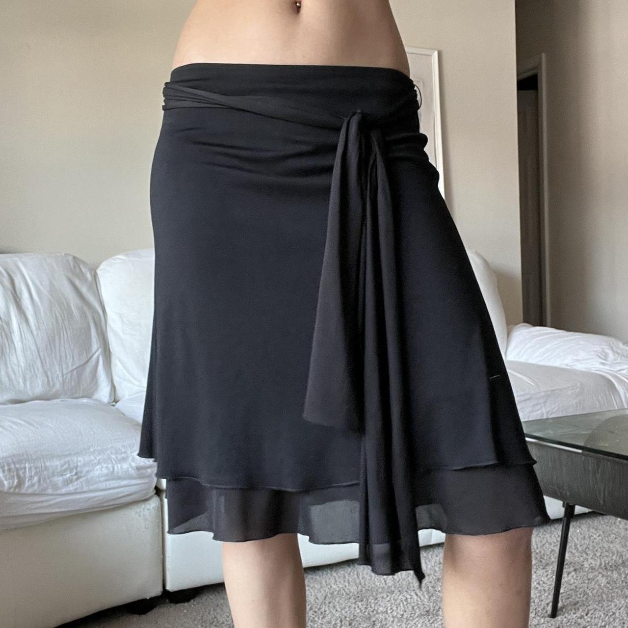 *REPOP* Black layered chiffon mesh midi skirt with... | Depop