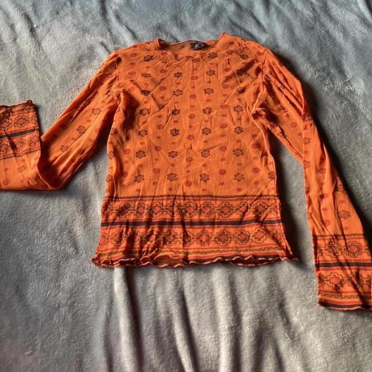 Vintage late 90s one of a kind orange flowery... - Depop