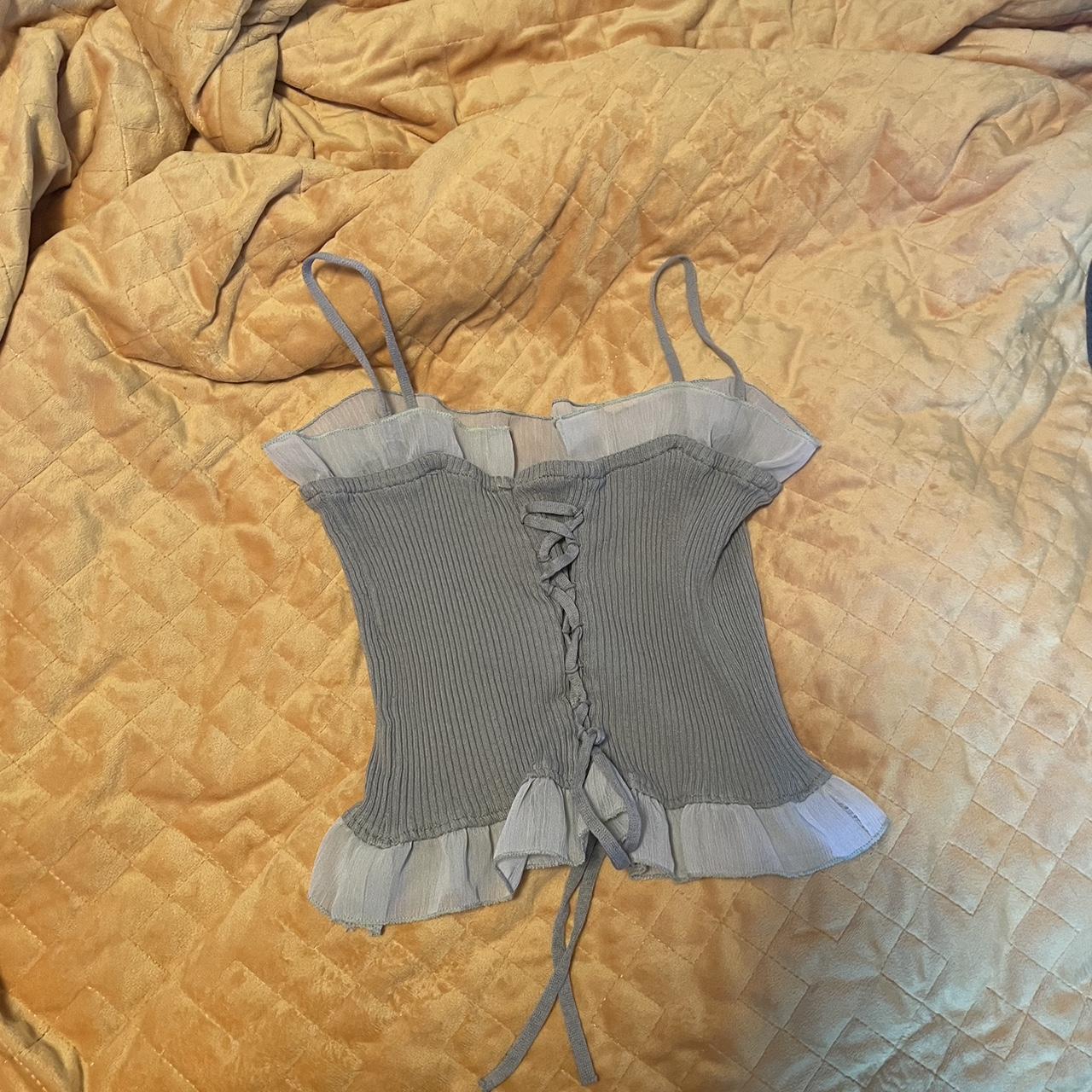 Cinch top with frills - Depop