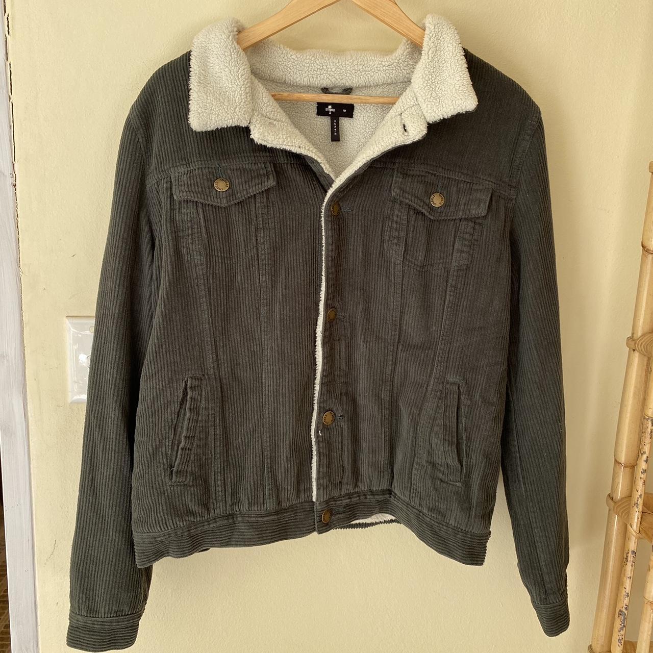 💋 cute green corduroy/ wooly jacket. Bought from... - Depop