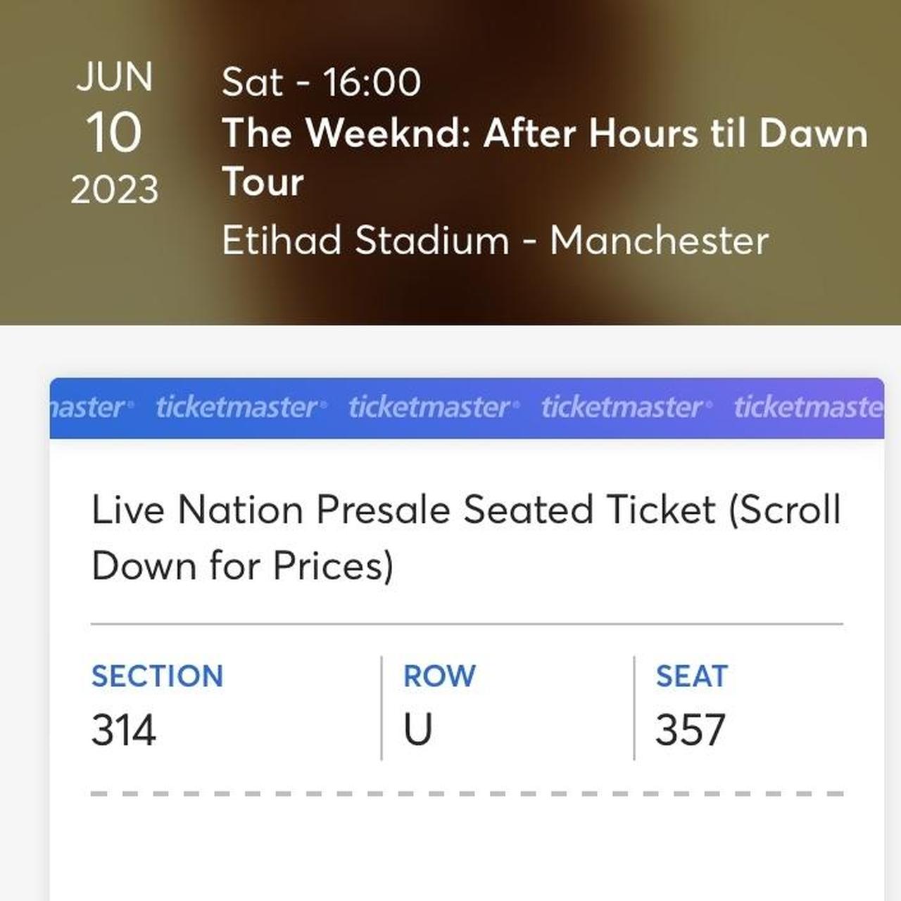 The Weeknd ticket after hours till dawn tour... - Depop