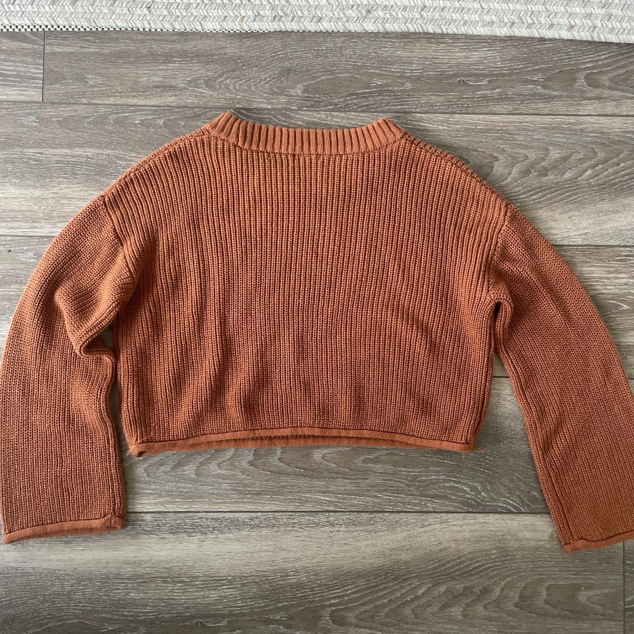 Large Red/Brown Cropped Sweater - Depop