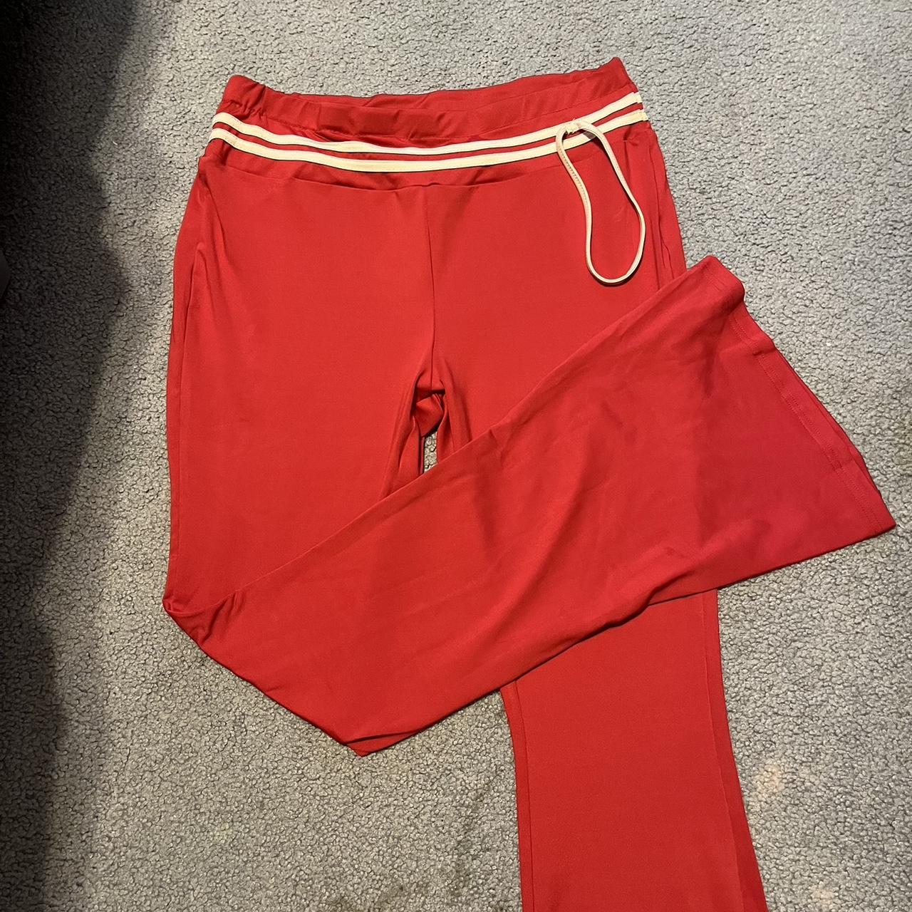 super comfortable fashionable stretchy red y2k flare... - Depop