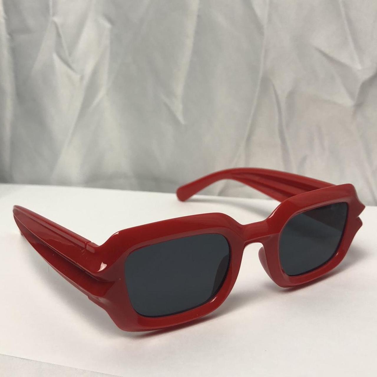 Red Sunglasses Red unisex sunglasses with black... - Depop
