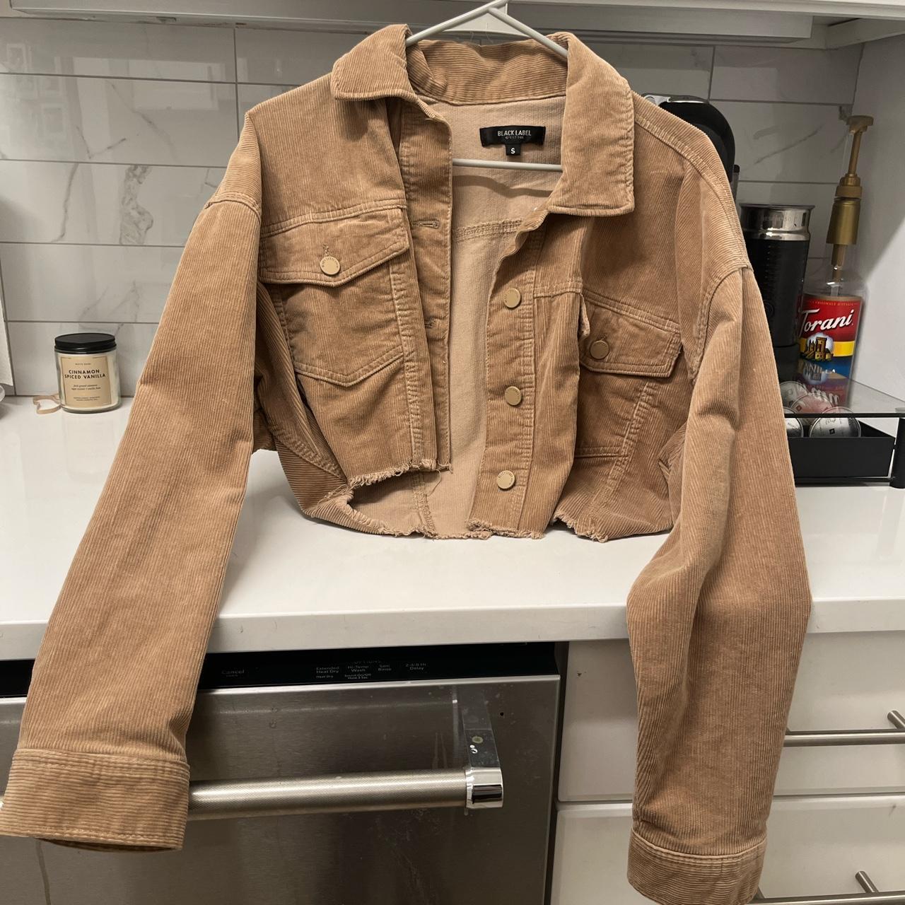 Brown corduroy cropped jacket from 12th tribe, black... - Depop