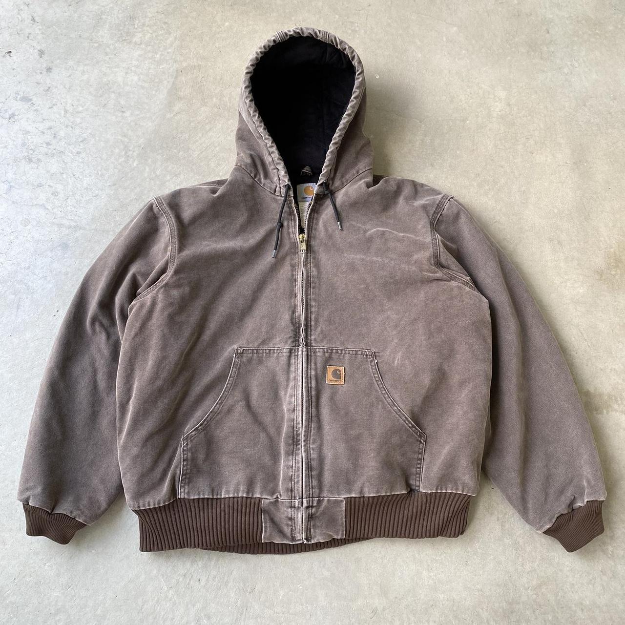 Vintage Carhartt Chocolate Brown Hooded Work Jacket... - Depop