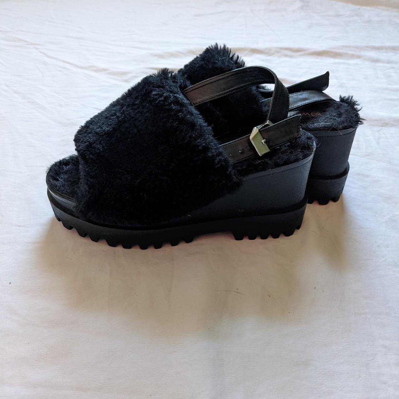 Super fun fuzzy platform wedge shoes Size... - Depop