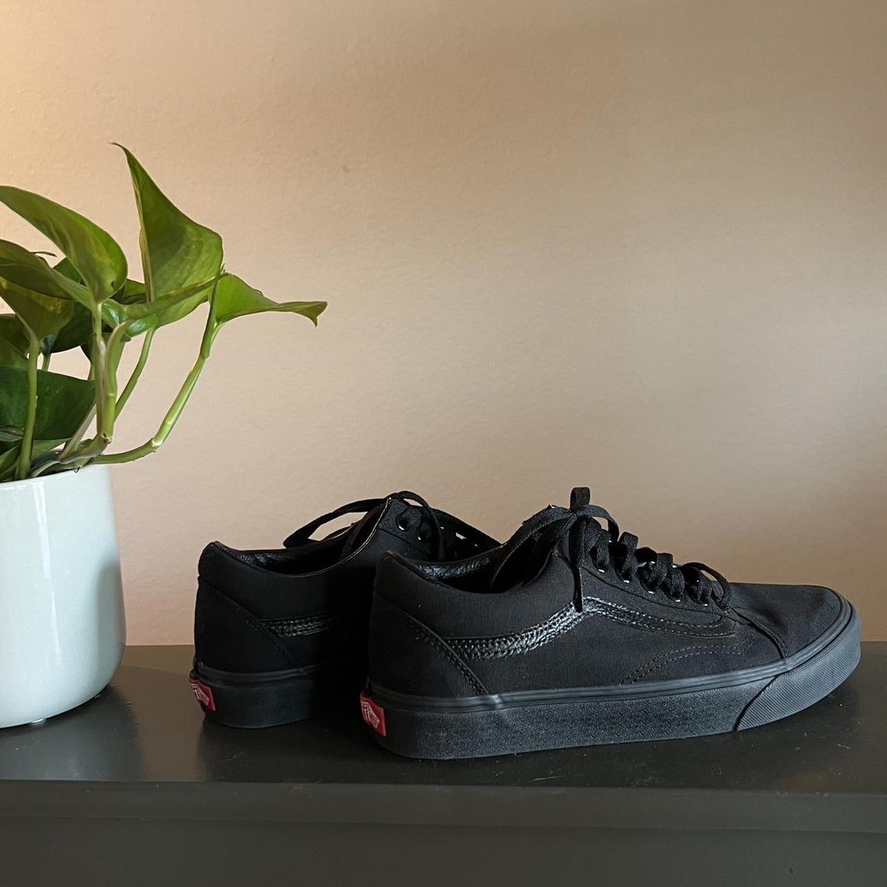All black old-skool Vans Size 9.5W Purchased for... - Depop