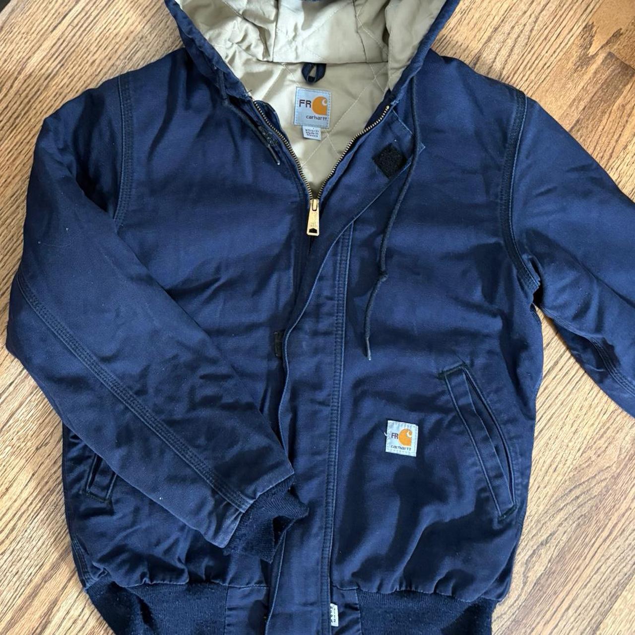 Navy blue Carhartt work jacket fire resistant ... | Depop