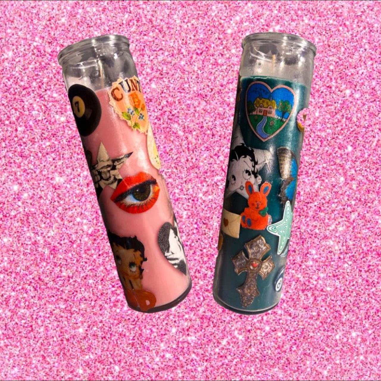 Aesthetic Hand-Decorated Collage Candle (candles... | Depop