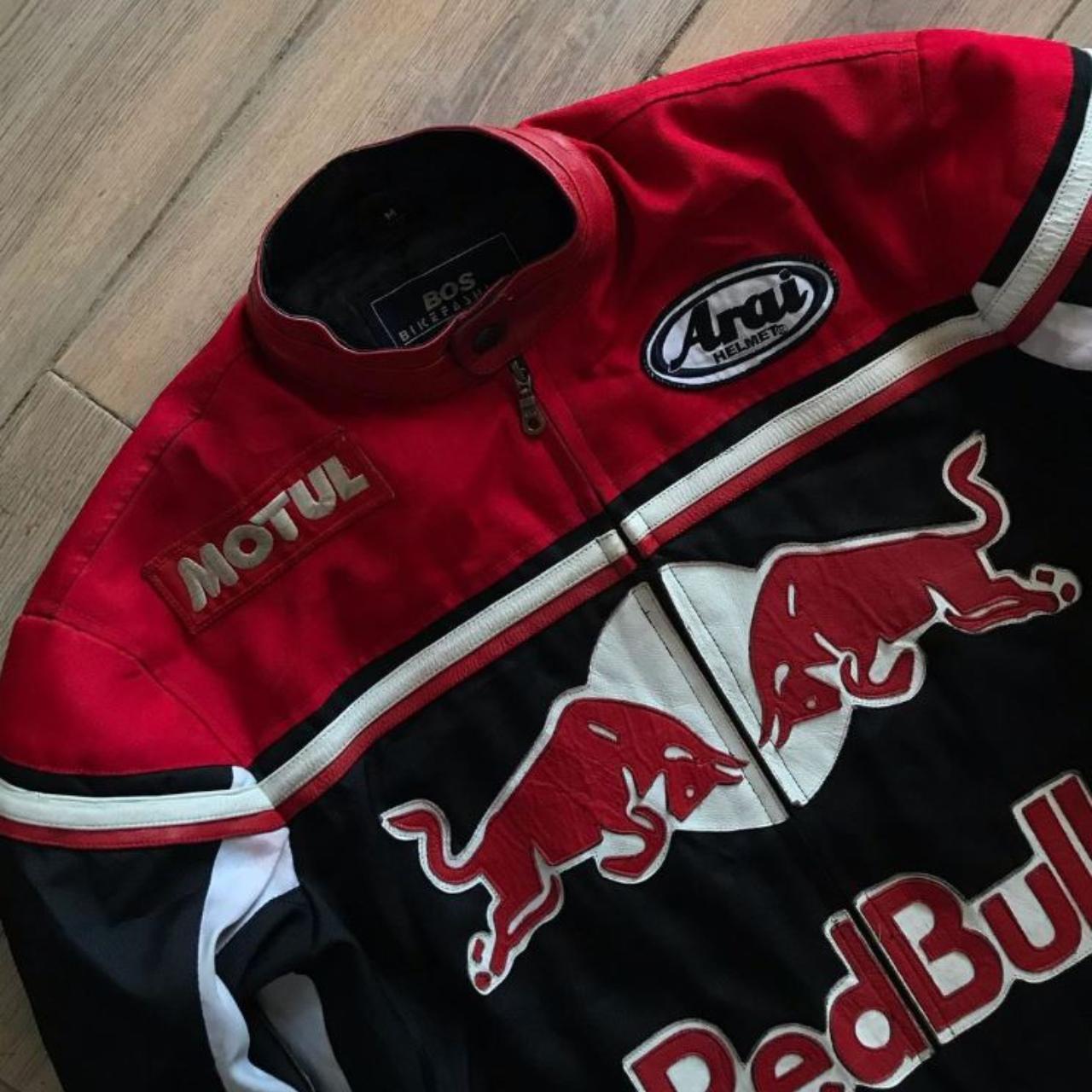 Red Bull Real Racing Biker Jacket Size M Great... - Depop