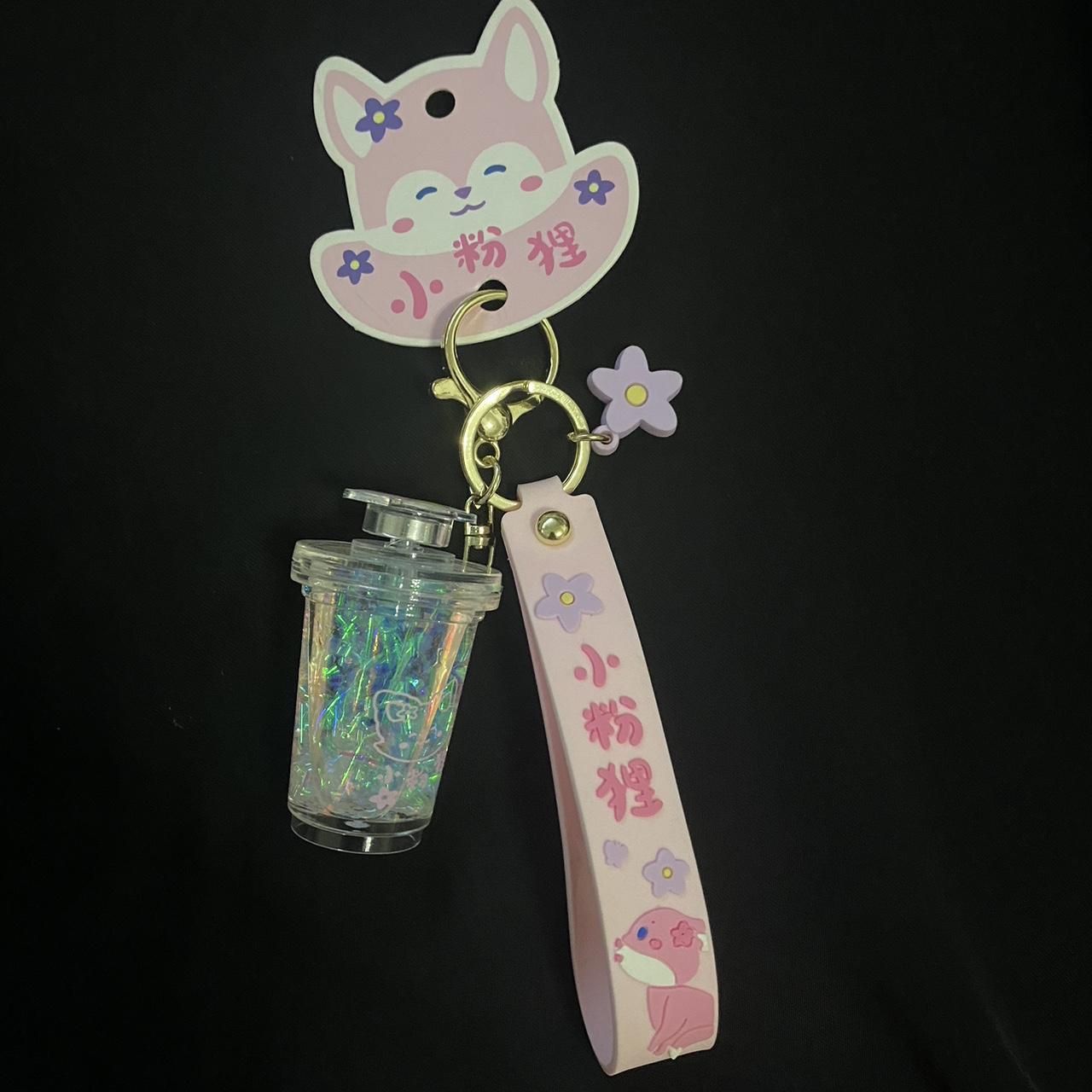 Brand new pink and iridescent cute key ring keychain... - Depop
