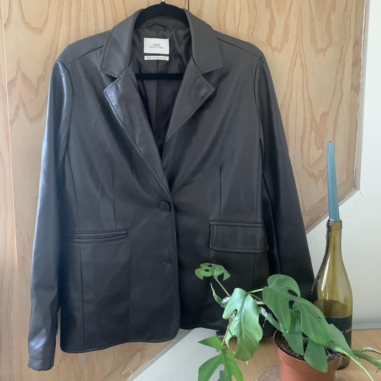 urban outfitters faux leather brown jacket size... - Depop