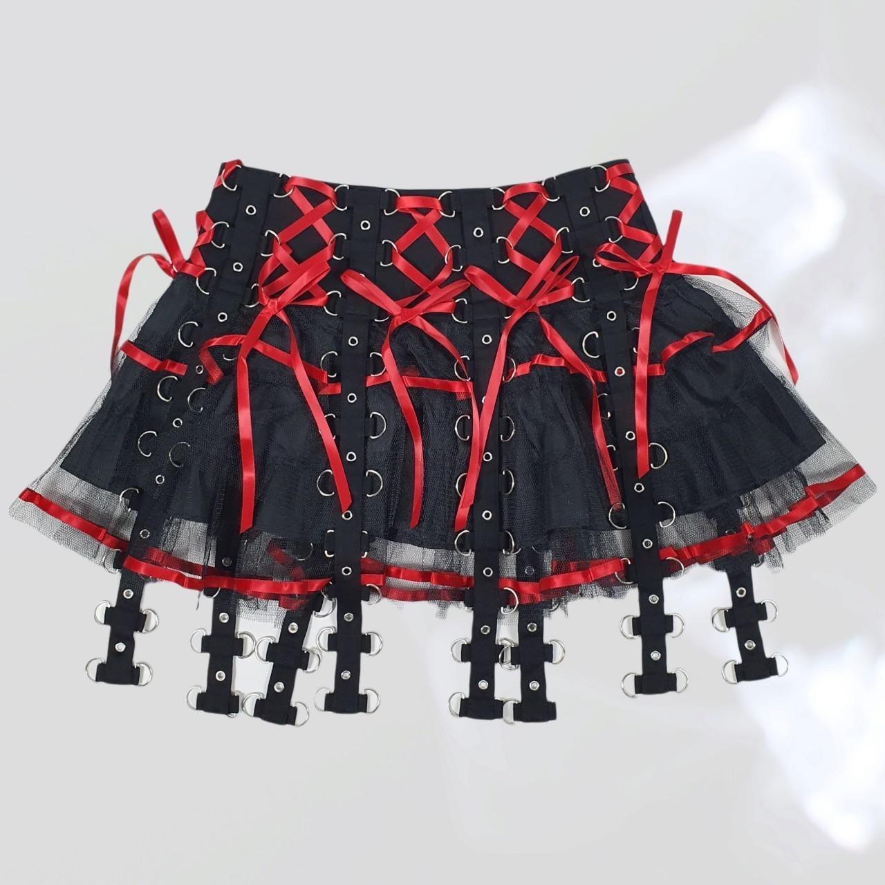 🦇 ️ Black & Red Chai Skirt ️🦇 🦇 #Gothic #mallgoth... - Depop