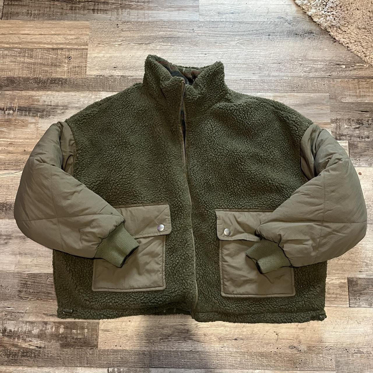 reversible winter jacket super cute oversized... | Depop