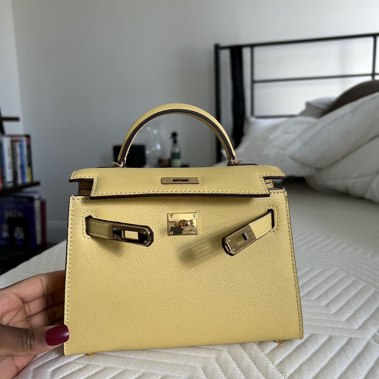 Chicken yellow “mini Kelly” in genuine leather - Depop