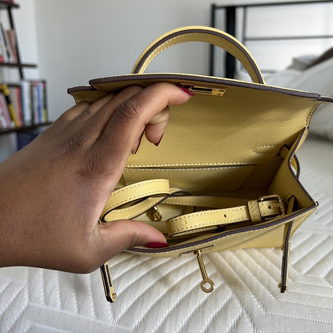 Chicken yellow “mini Kelly” in genuine leather - Depop
