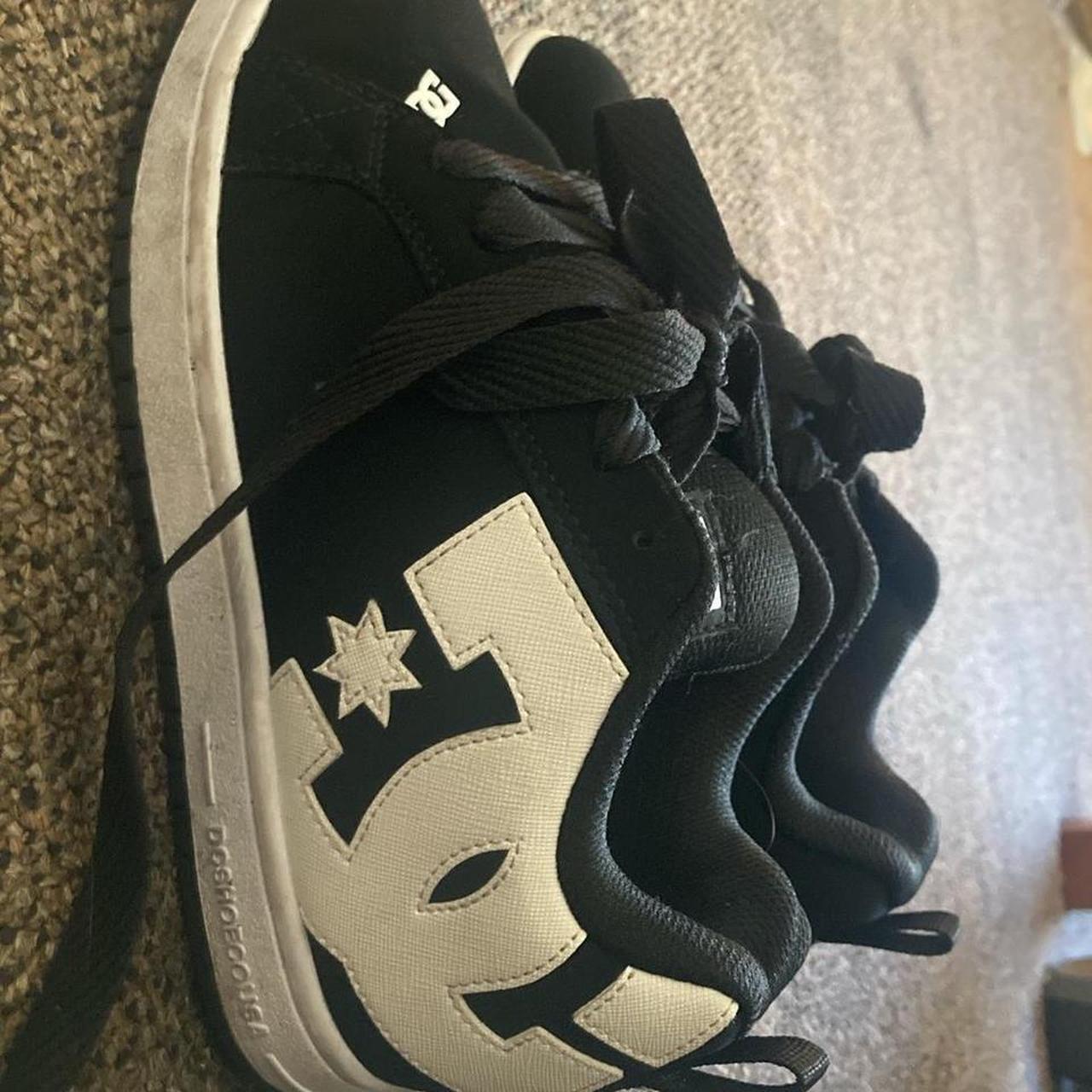 Y2K DC chunky mens sneakers vintage black and white... - Depop