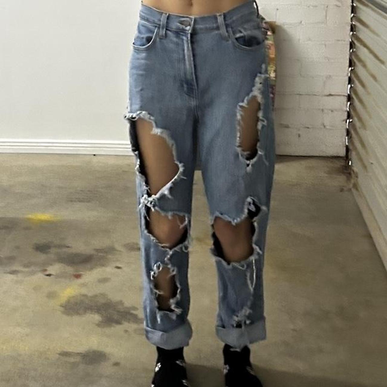 Fashion Nova Ripped Blue Jeans Genuinely the... - Depop