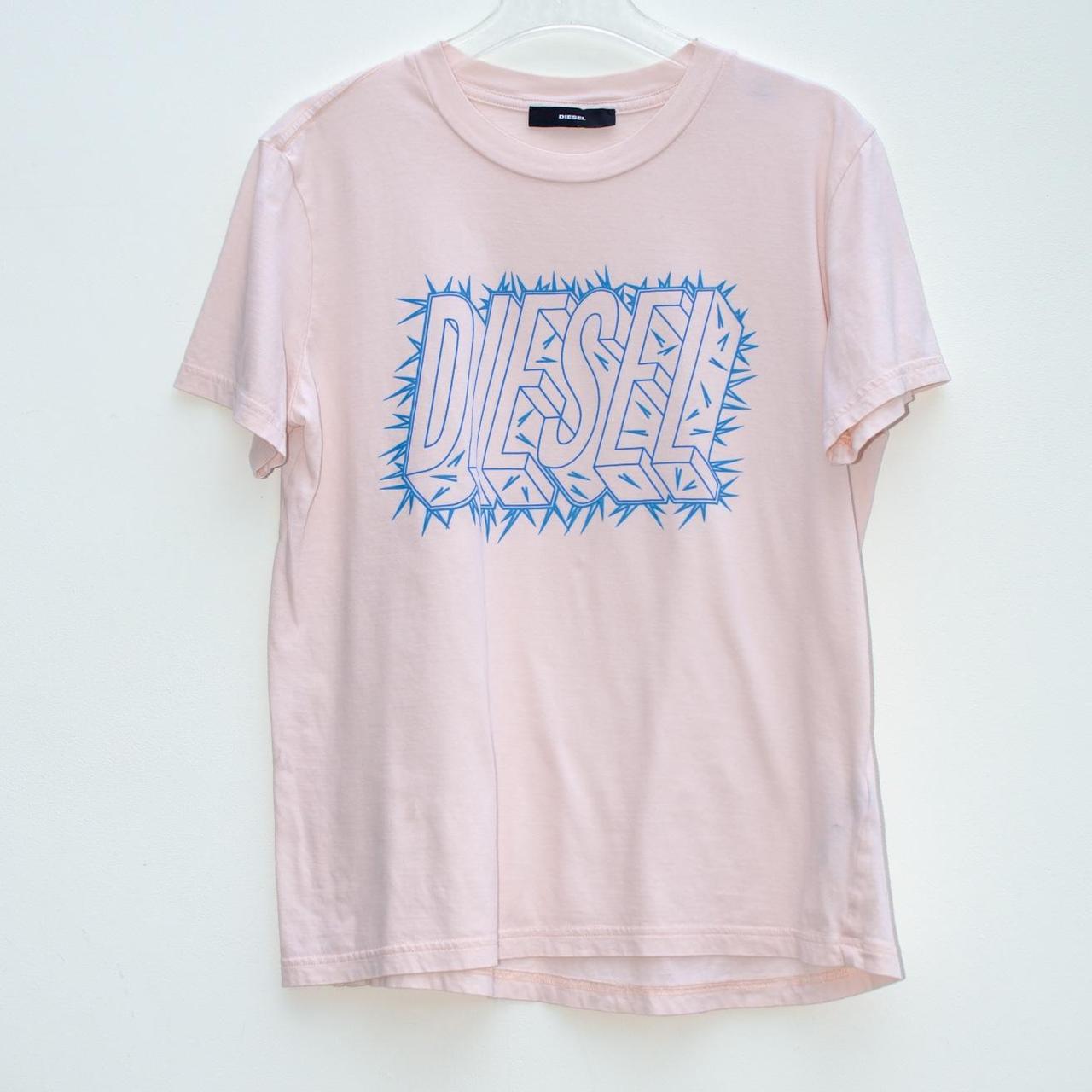Diesel y2k S pink blue tshirt super cute womenswear... - Depop