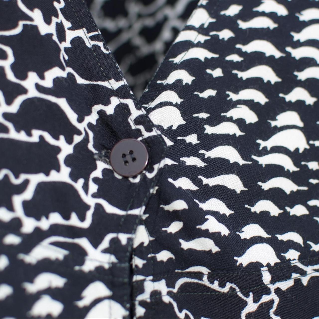 Vintage XXL black white long sleeve one button shirt... - Depop