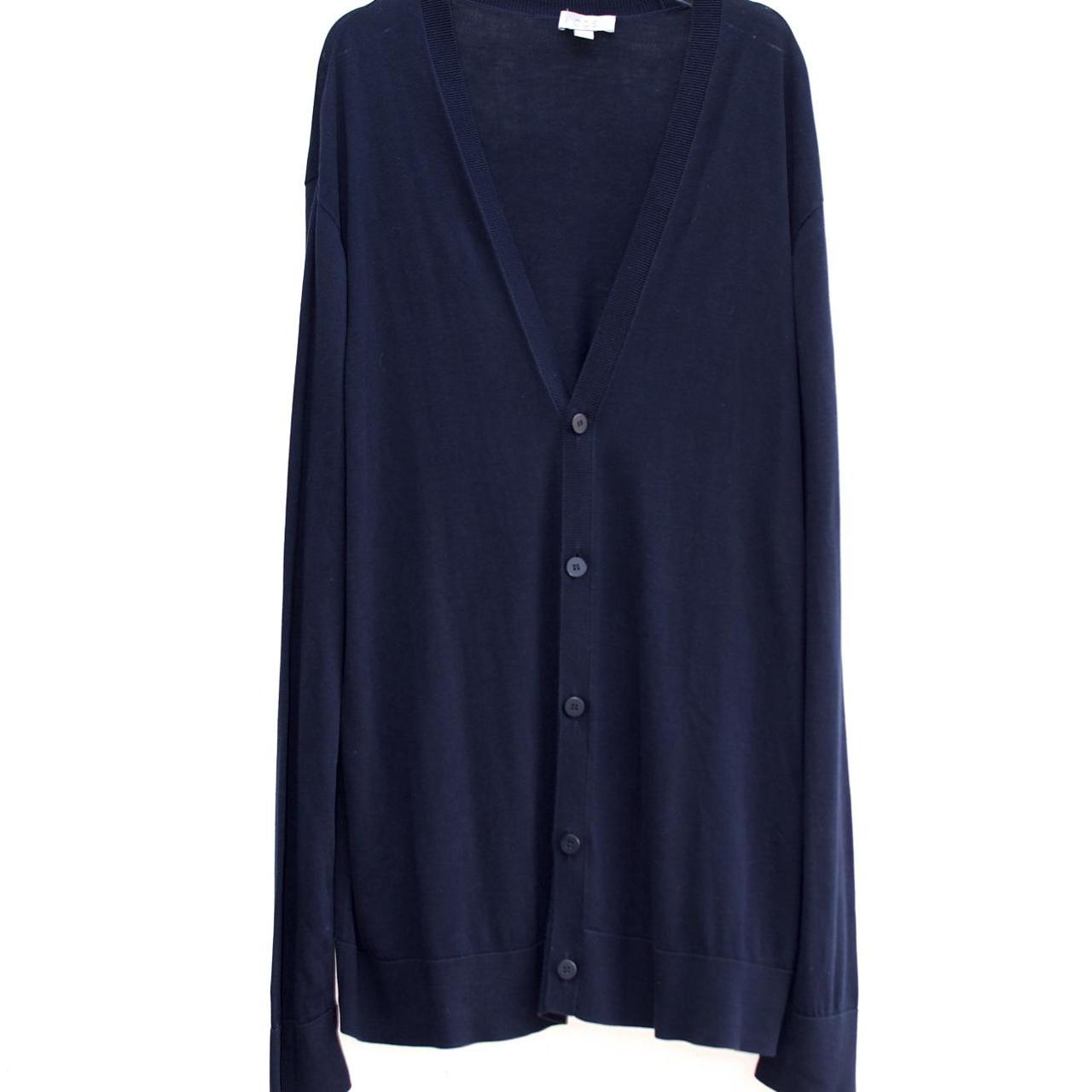 COS XL navy silk cotton blend menswear cardigan... - Depop