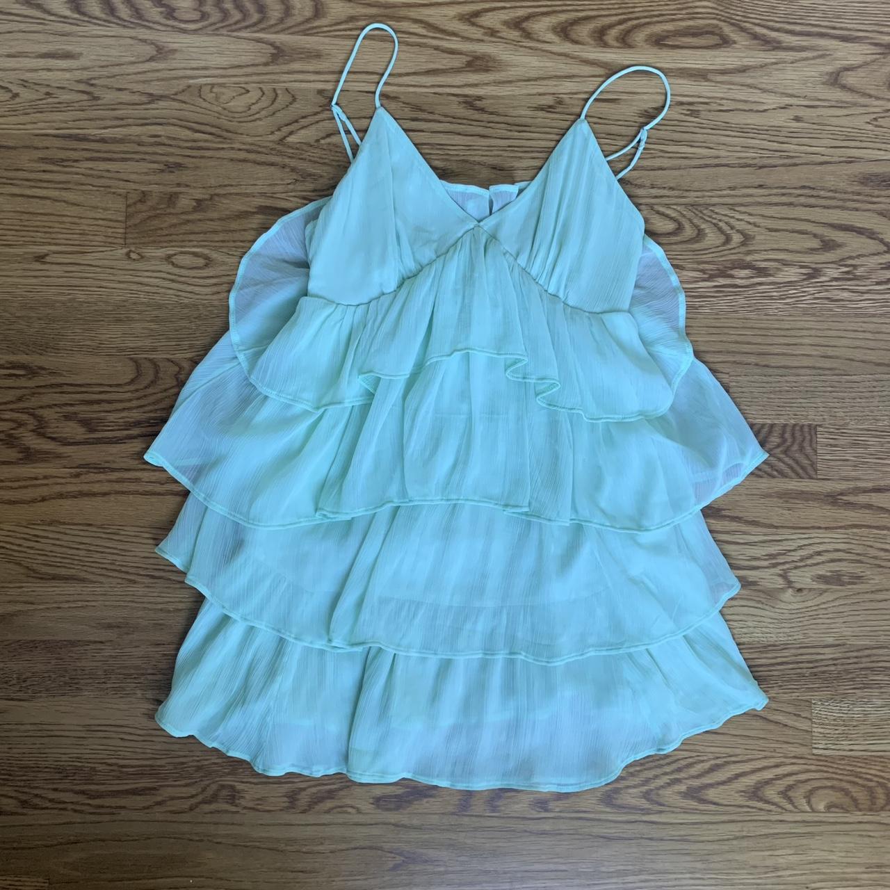 Abercrombie Mint green ruffle tiered mini dress... - Depop