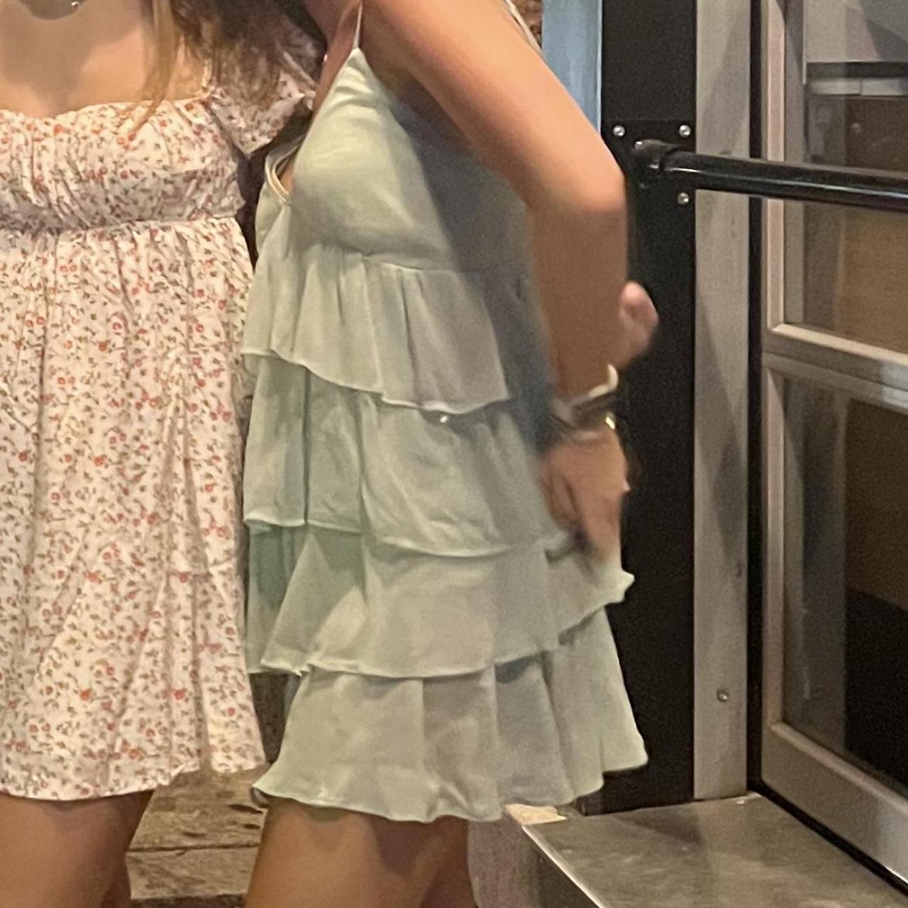 Abercrombie Mint green ruffle tiered mini dress... - Depop