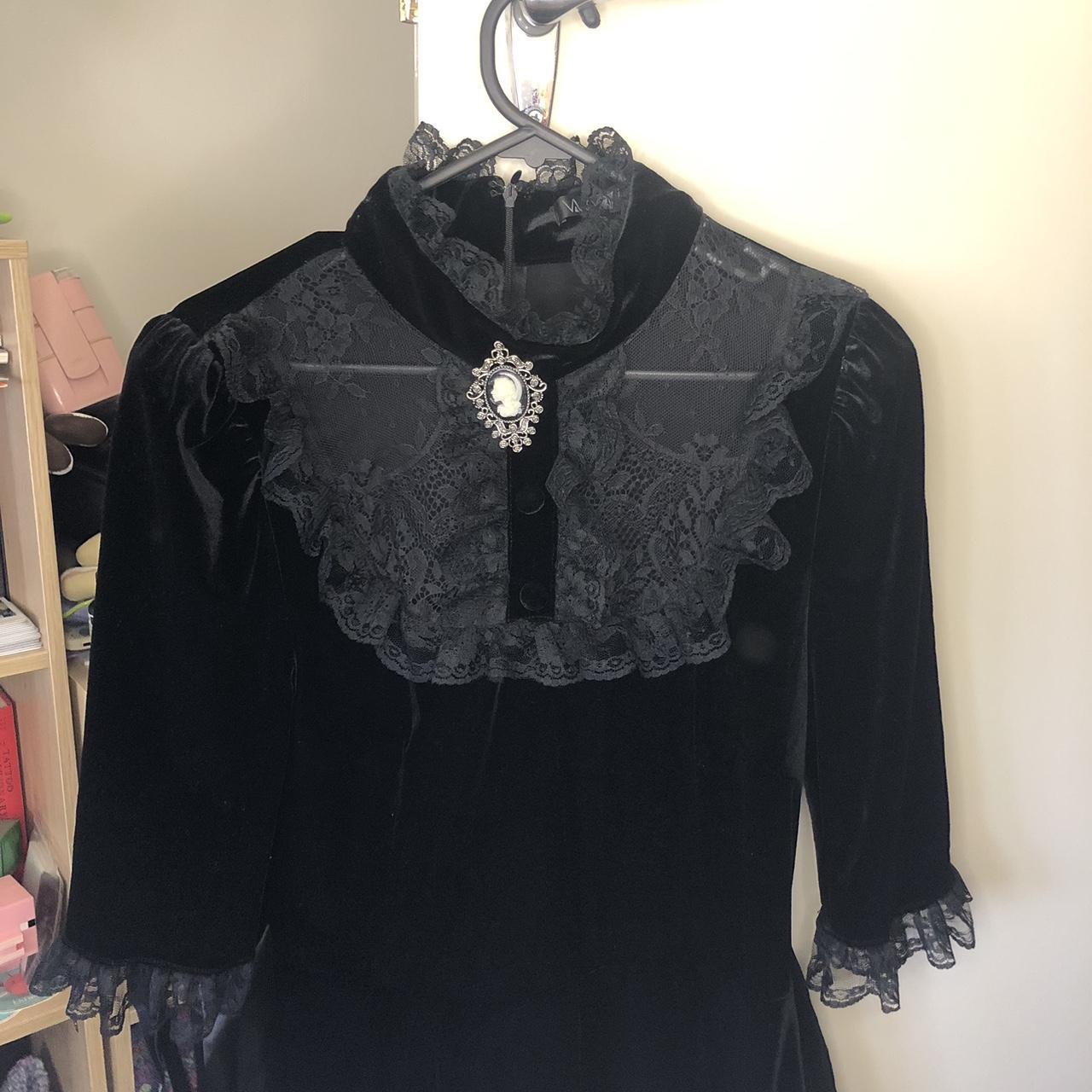 Dollskill gothic style dress. Velvet with lace front... - Depop