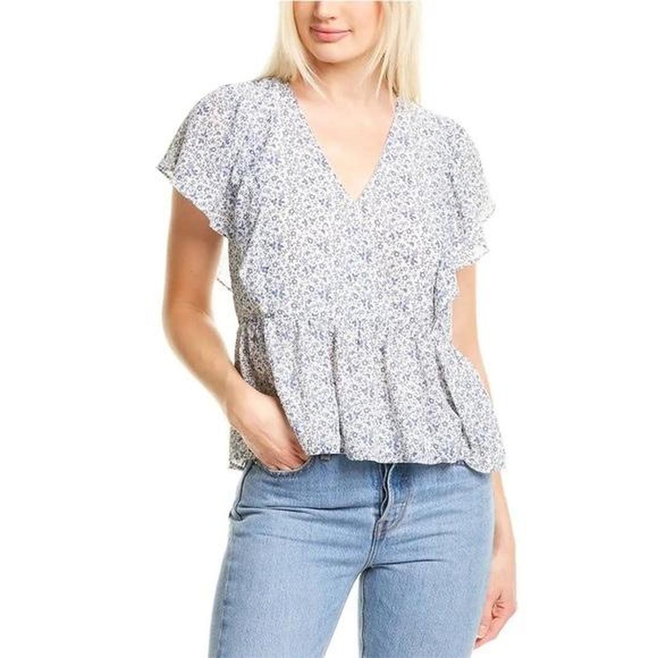 Madewell Blouse Madewell Georgette Ruffle-Sleeve... - Depop