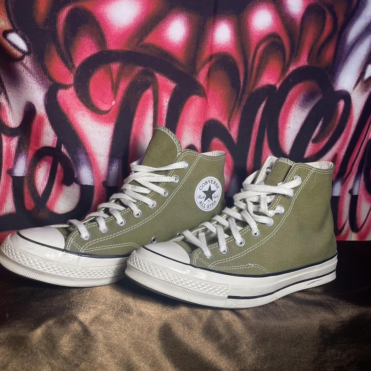 Green converse . Barely worn minimal wear - Depop