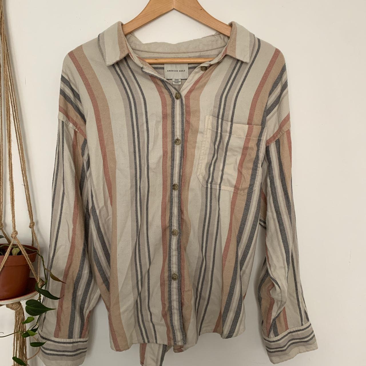 American eagle striped flannel All must go by aug... - Depop