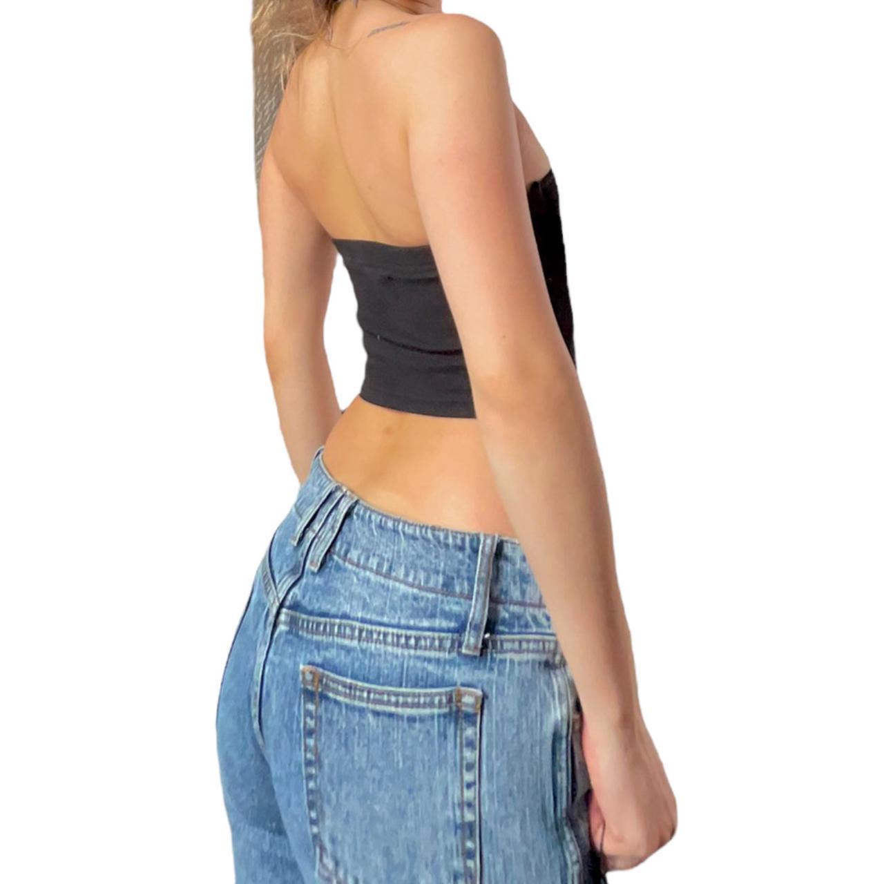 a brand black ribbed tube top - Depop