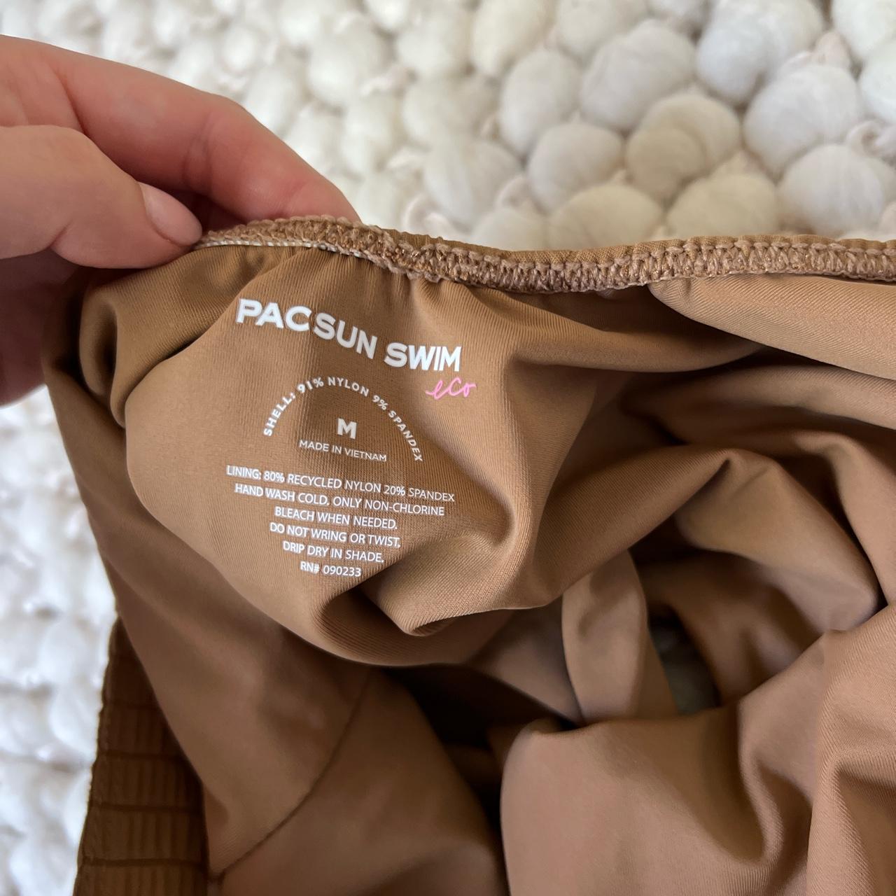 Brown ruched one piece swimsuit from pacsun. New... - Depop