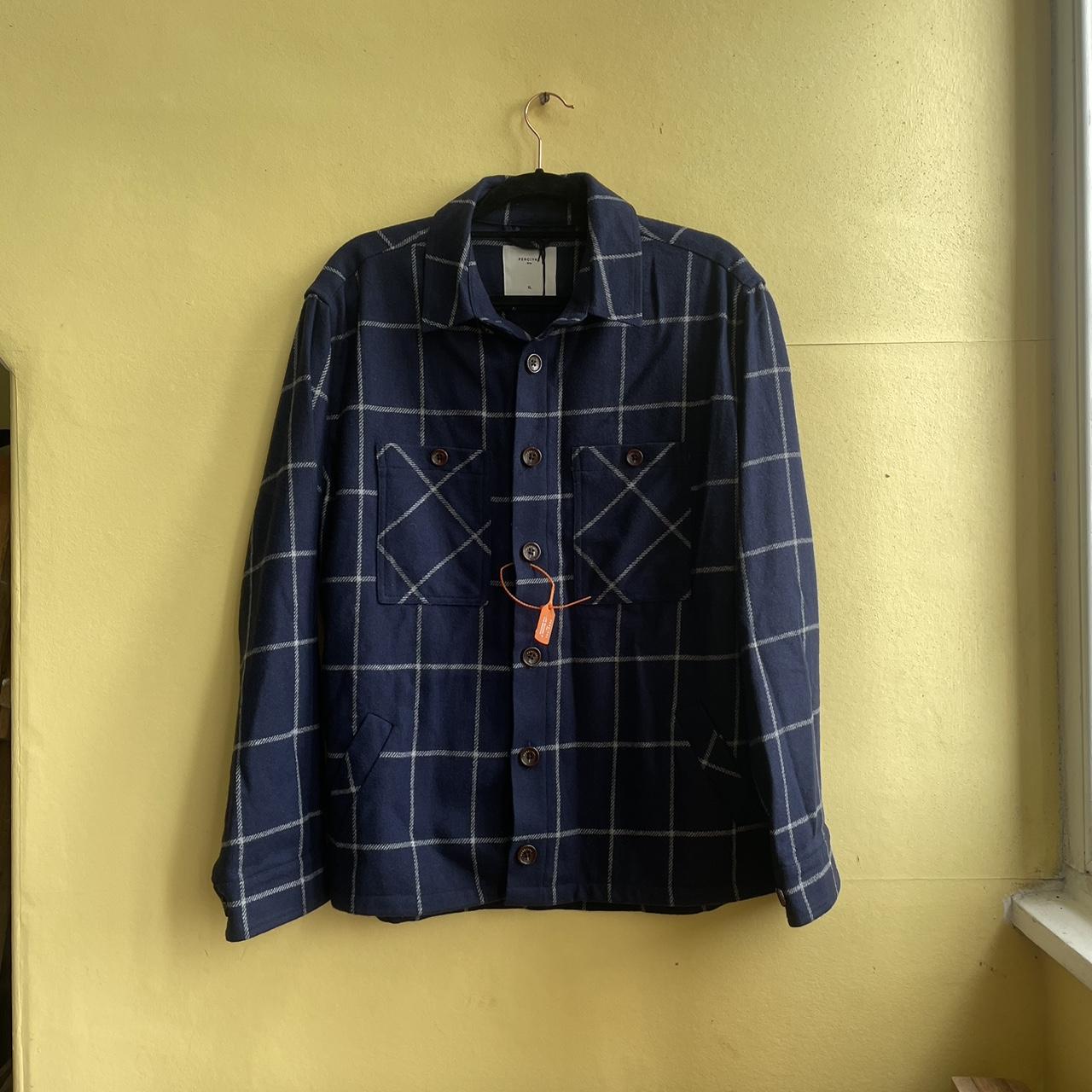 Percival Menswear navy overshirt Size: XL Colour:... - Depop