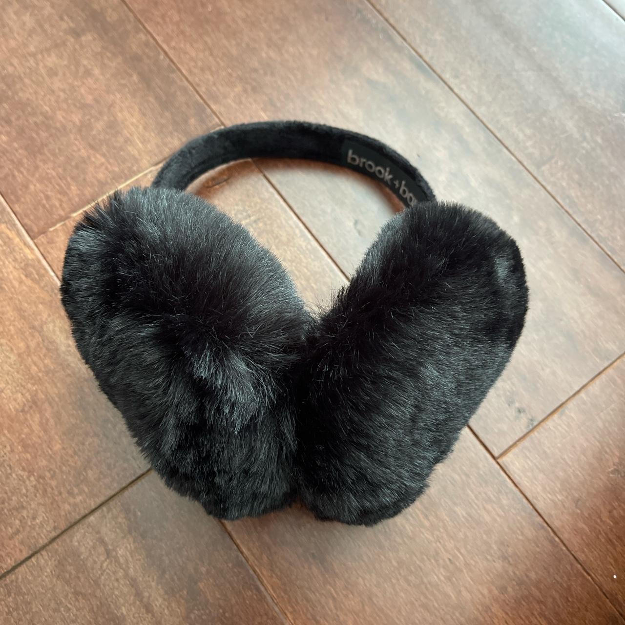BLACK FUZZY FURRY GRUNGE EAR MUFFS condition: good... - Depop