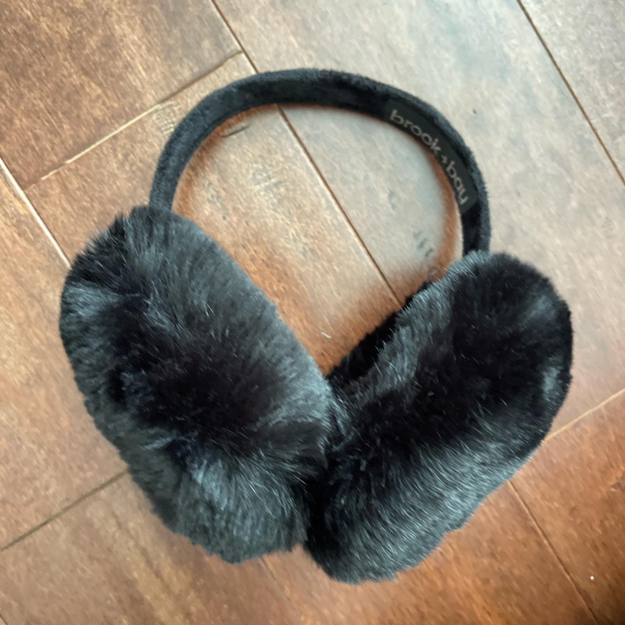 BLACK FUZZY FURRY GRUNGE EAR MUFFS condition: good... - Depop