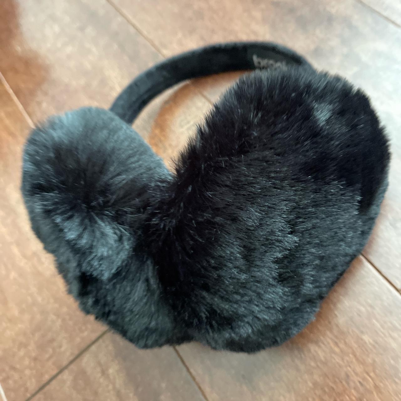 BLACK FUZZY FURRY GRUNGE EAR MUFFS condition: good... - Depop